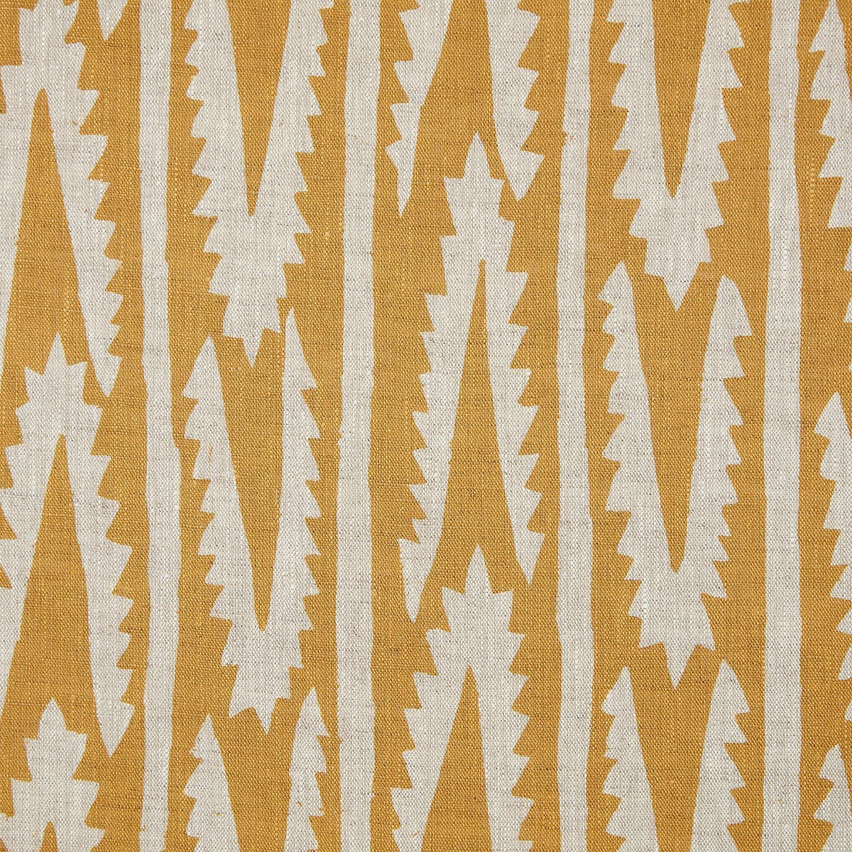Paper-Backed Shashka Printed Linen Wallcovering Ochre/Natural – Volga Linen